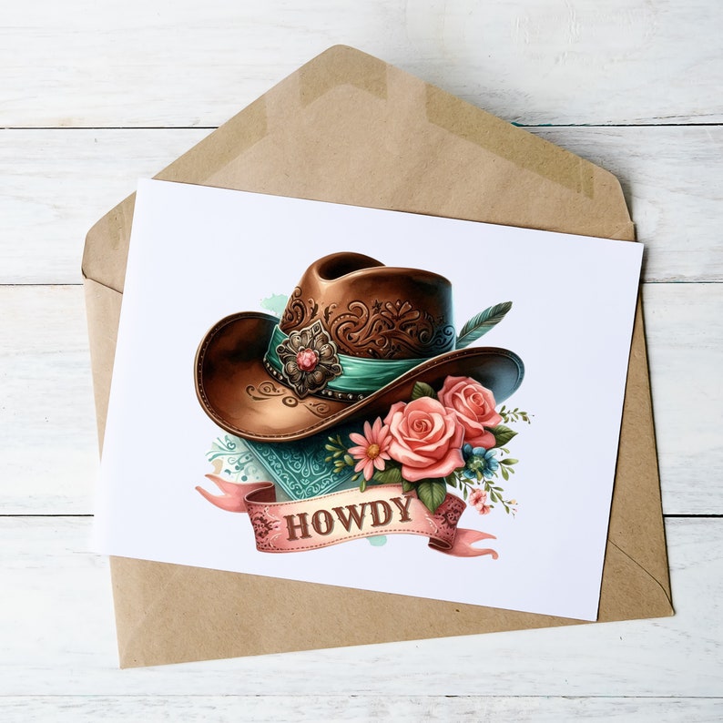 Howdy Cowboy Hat With Flowers Png, Country Girl Design Png, Western ...