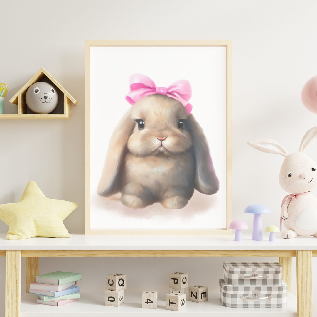 Cute Bunny Wall Art/cute Nursery Print/animal Wall Art/holland Lop Wall ...