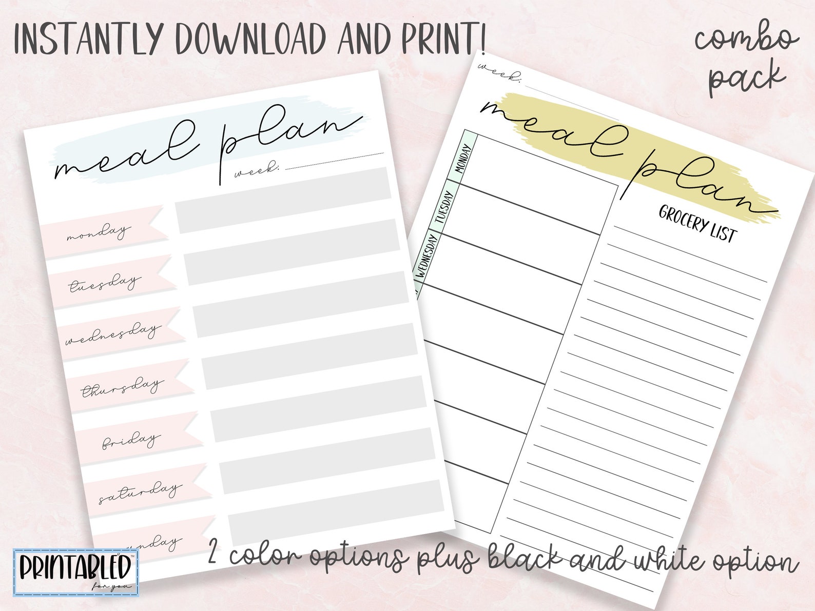 Meal Planner Printable Combo Pack - Instant Download and Printable ...