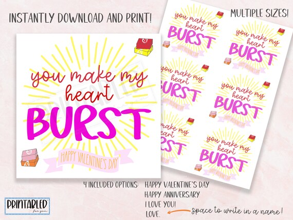 You Make My Heart BURST Instant Download and Printable | Etsy