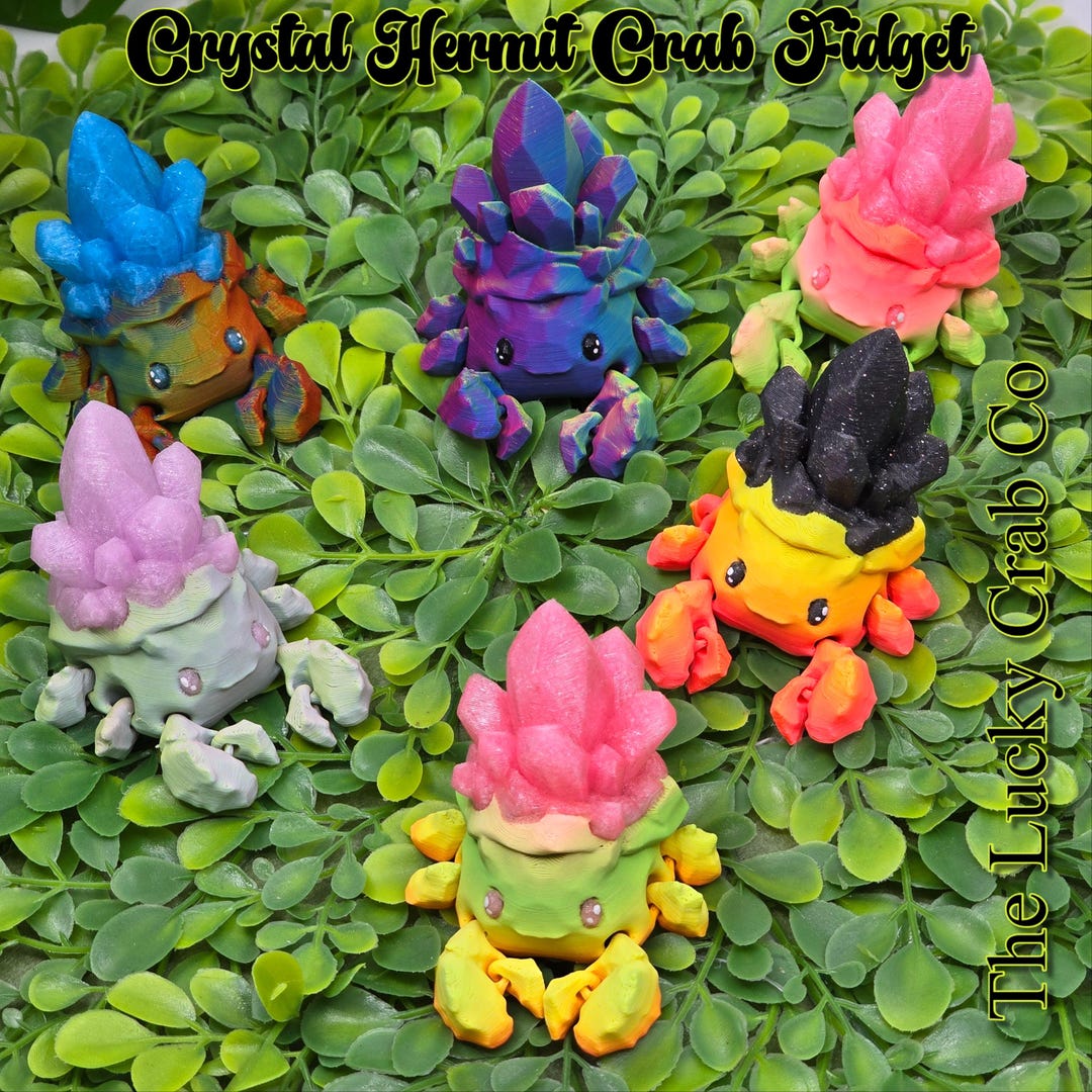 3D Printed Crystal Hermit Crab Fidget Figurine - Etsy