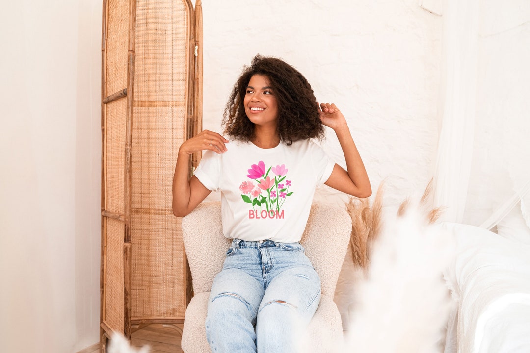 Bloom T-shirt - Flower Shirt - Floral Tee - Pink Flower Shirt - Bloom ...