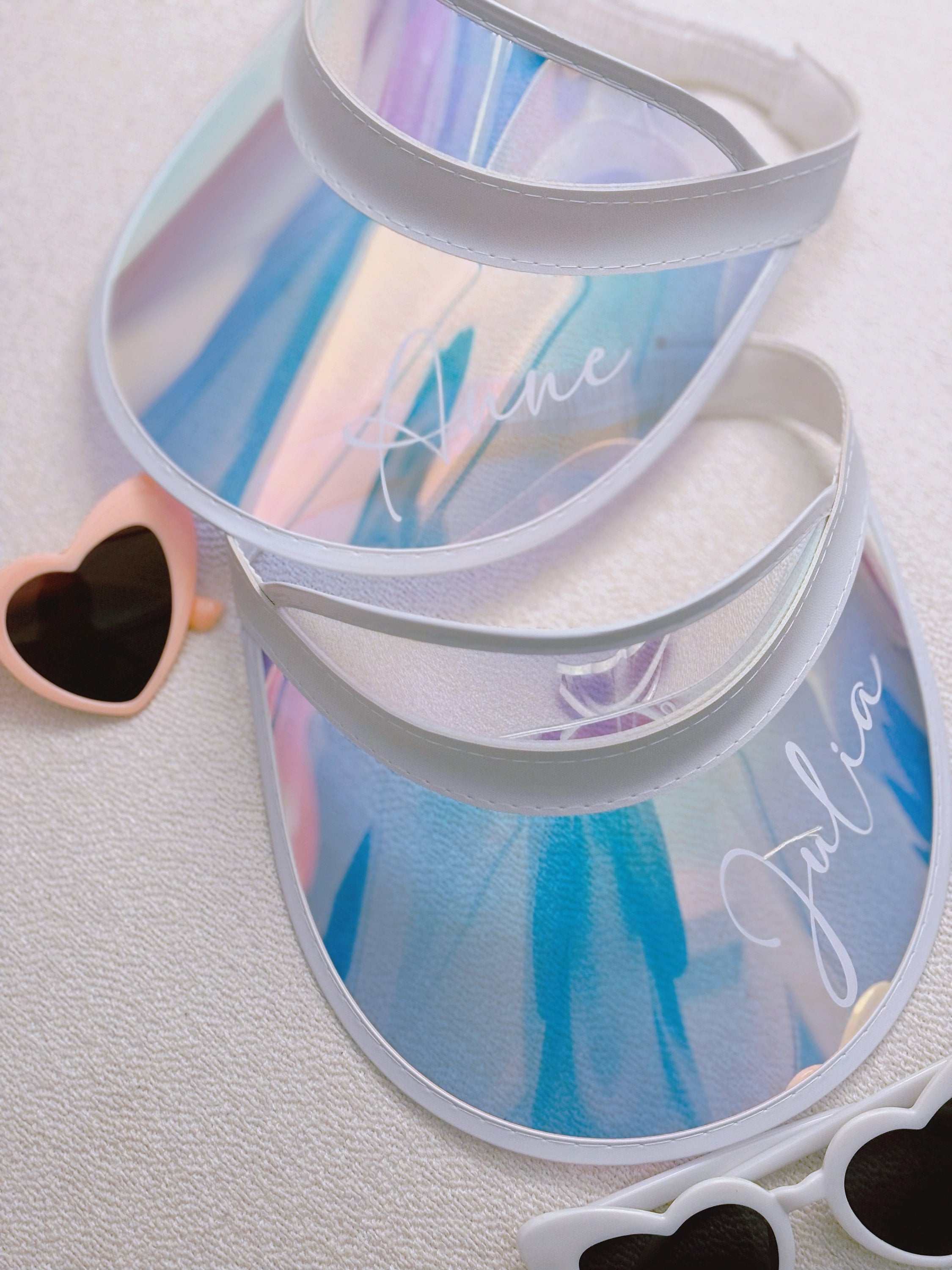 Bachelorette Visors Personalized, Holographic Pink Bride Visors, Party ...