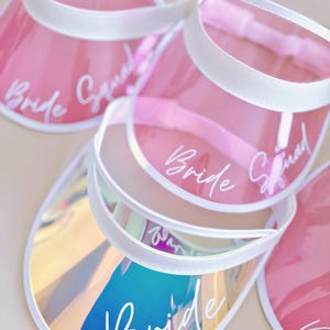 Bachelorette Visors Personalized, Holographic Pink Bride Visors, Party ...