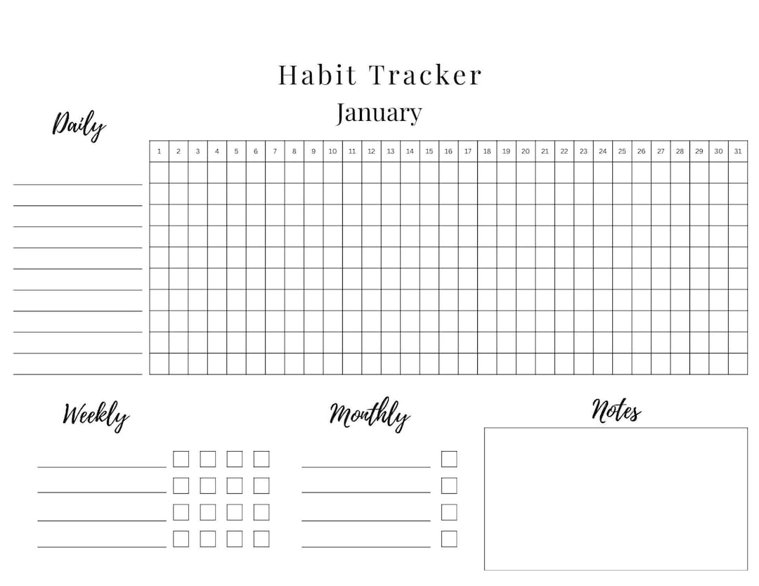 Simple Habit Tracker Printable - Etsy