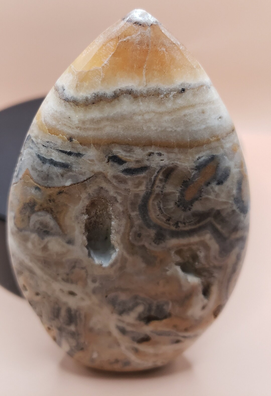 4.38" Tall Bumblebee Calcite Freeform With Druzy Inclusion Positive ...
