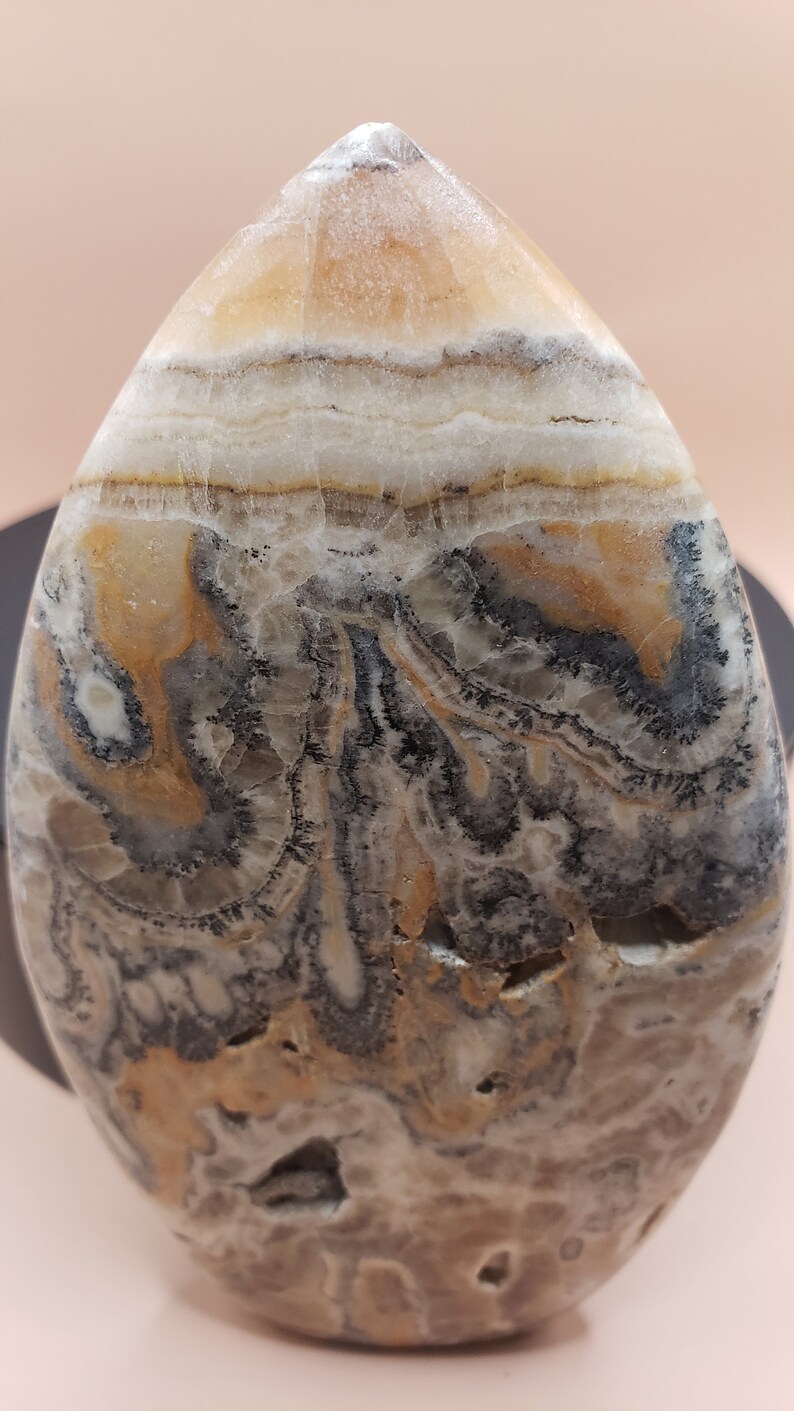 4.38" Tall Bumblebee Calcite Freeform With Druzy Inclusion Positive ...