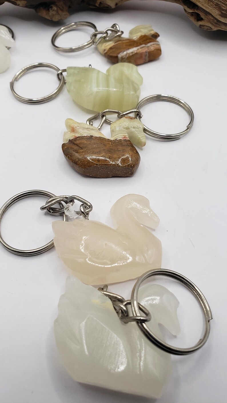 Green Onyx Swan Keychain Hand-carved Natural Stone | Grace ...