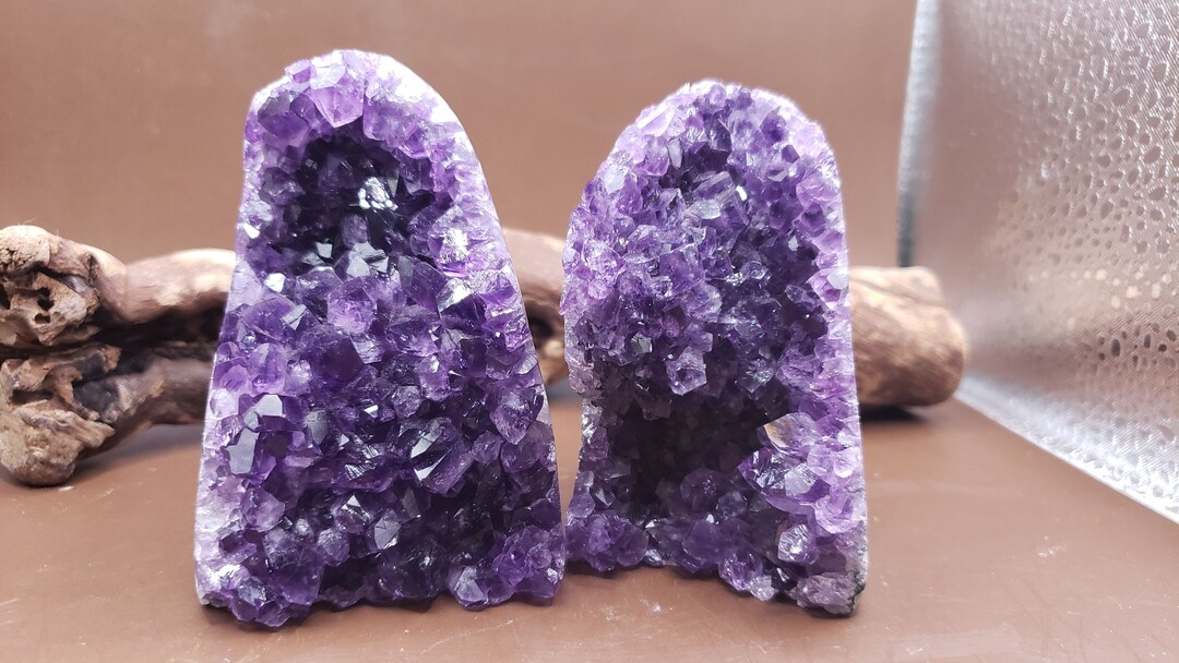 Cut BASE Amethyst Geode Set Home Accent Mantle Décor Unique Gift Idea ...