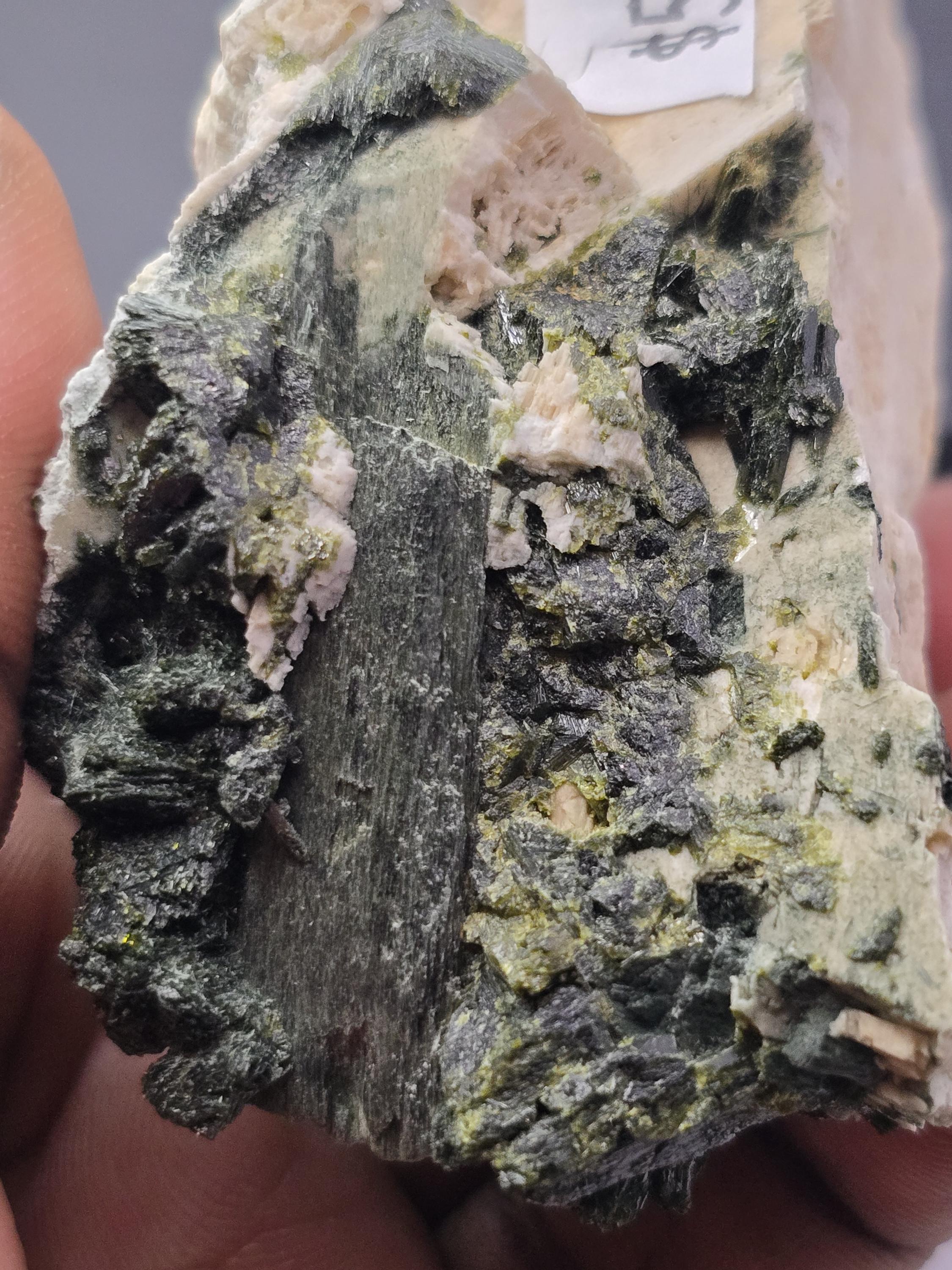 Epidote on Feldspar Specimen | Green Crystal Cluster on Matrix ...