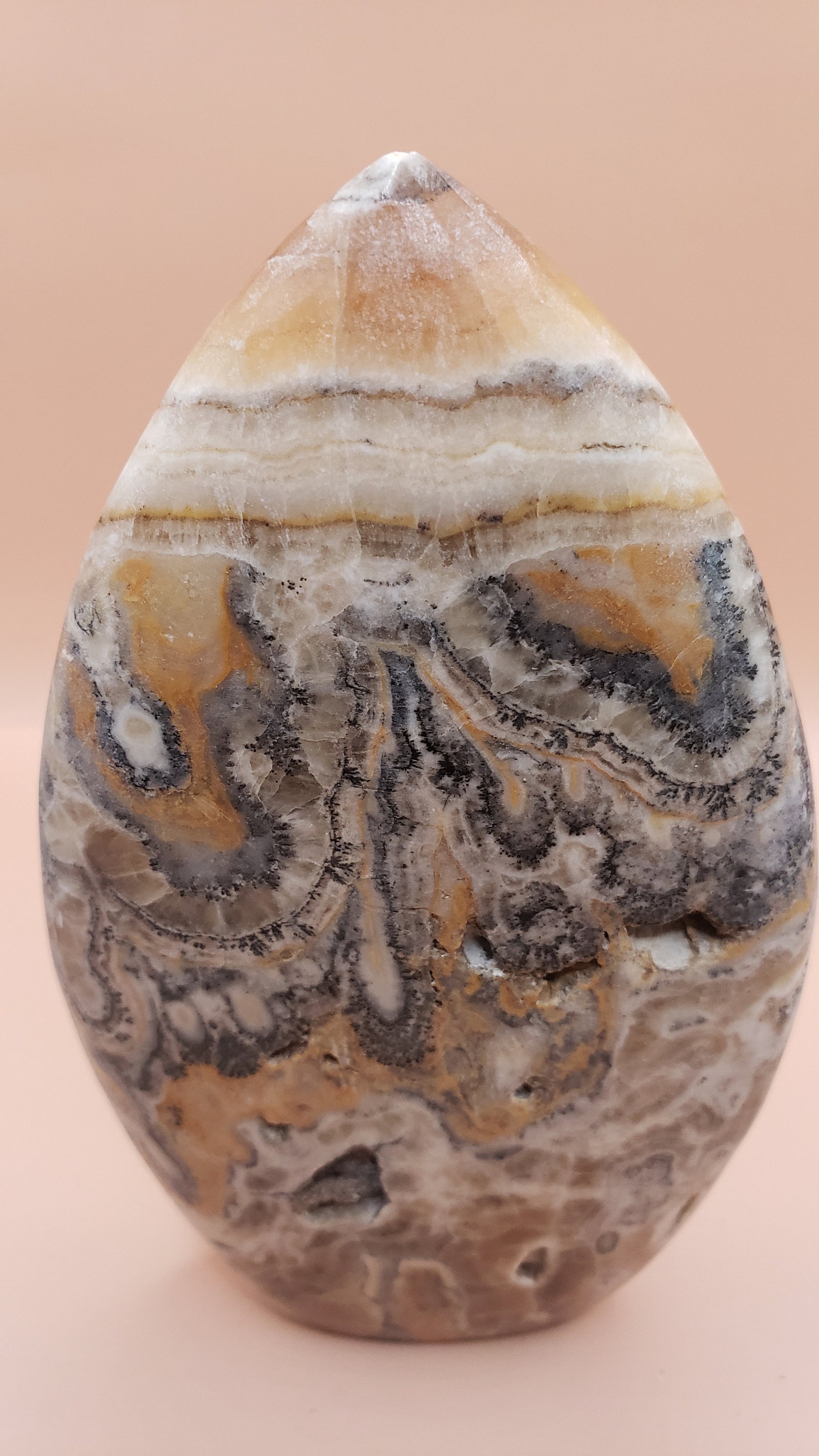 4.38" Tall Bumblebee Calcite Freeform With Druzy Inclusion Positive ...