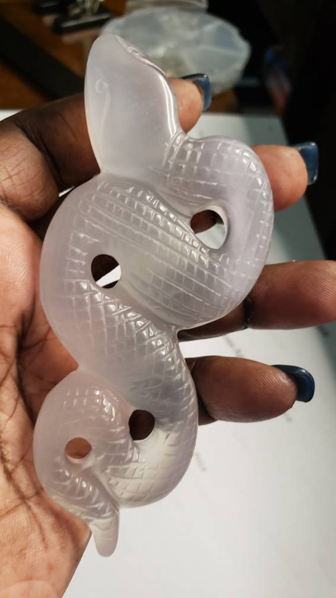 One (1) Crystal Snake Carving Spirit Totem Animal Goth Horror Décor ...