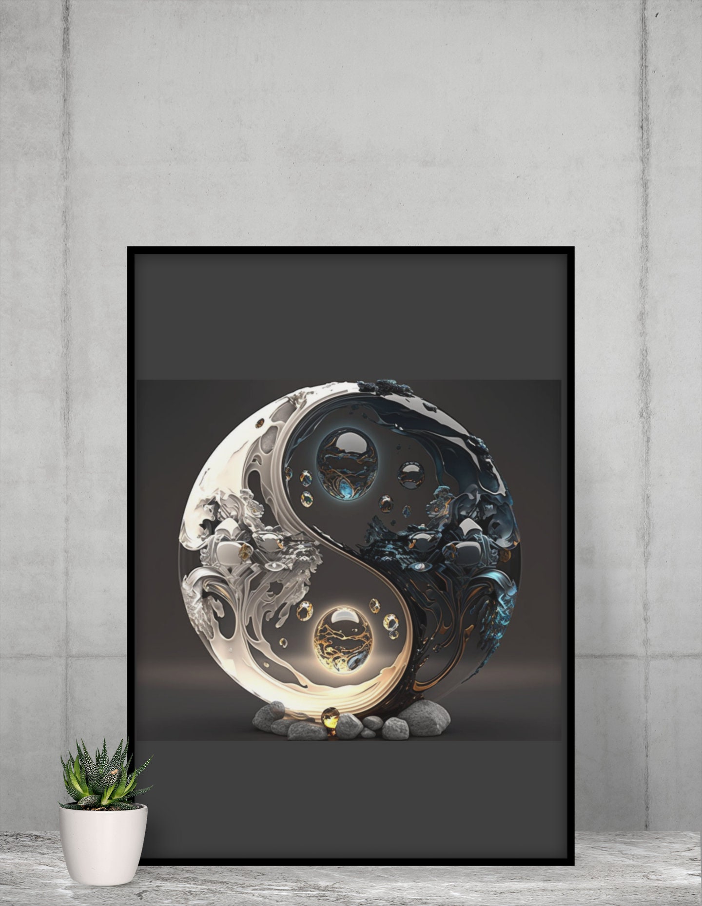 Yin Yang Crystal Art Print: Spiritual Meditation Decor (digital ...