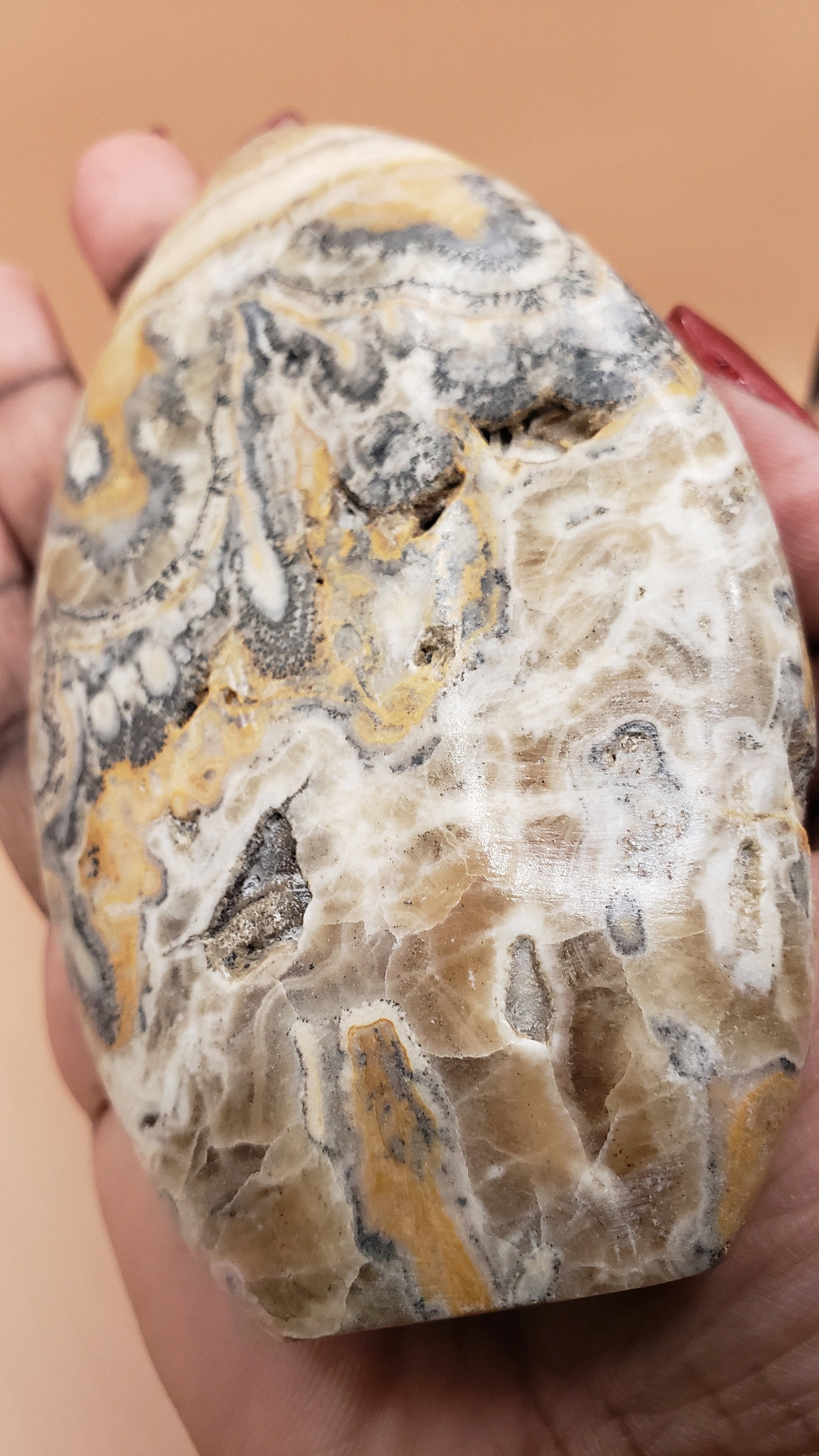 4.38" Tall Bumblebee Calcite Freeform With Druzy Inclusion Positive ...