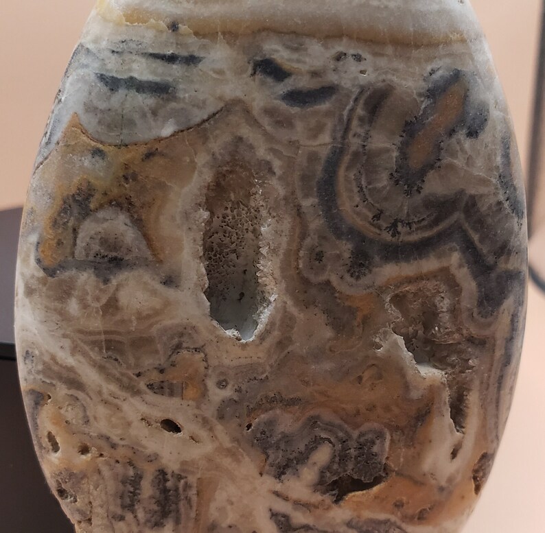 4.38" Tall Bumblebee Calcite Freeform With Druzy Inclusion Positive ...