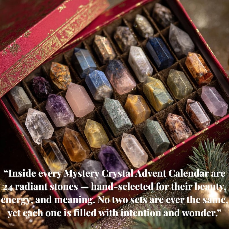 24 Day Mystery Crystal Box Daily Crystal Surprise SET Spiritual Gift ...