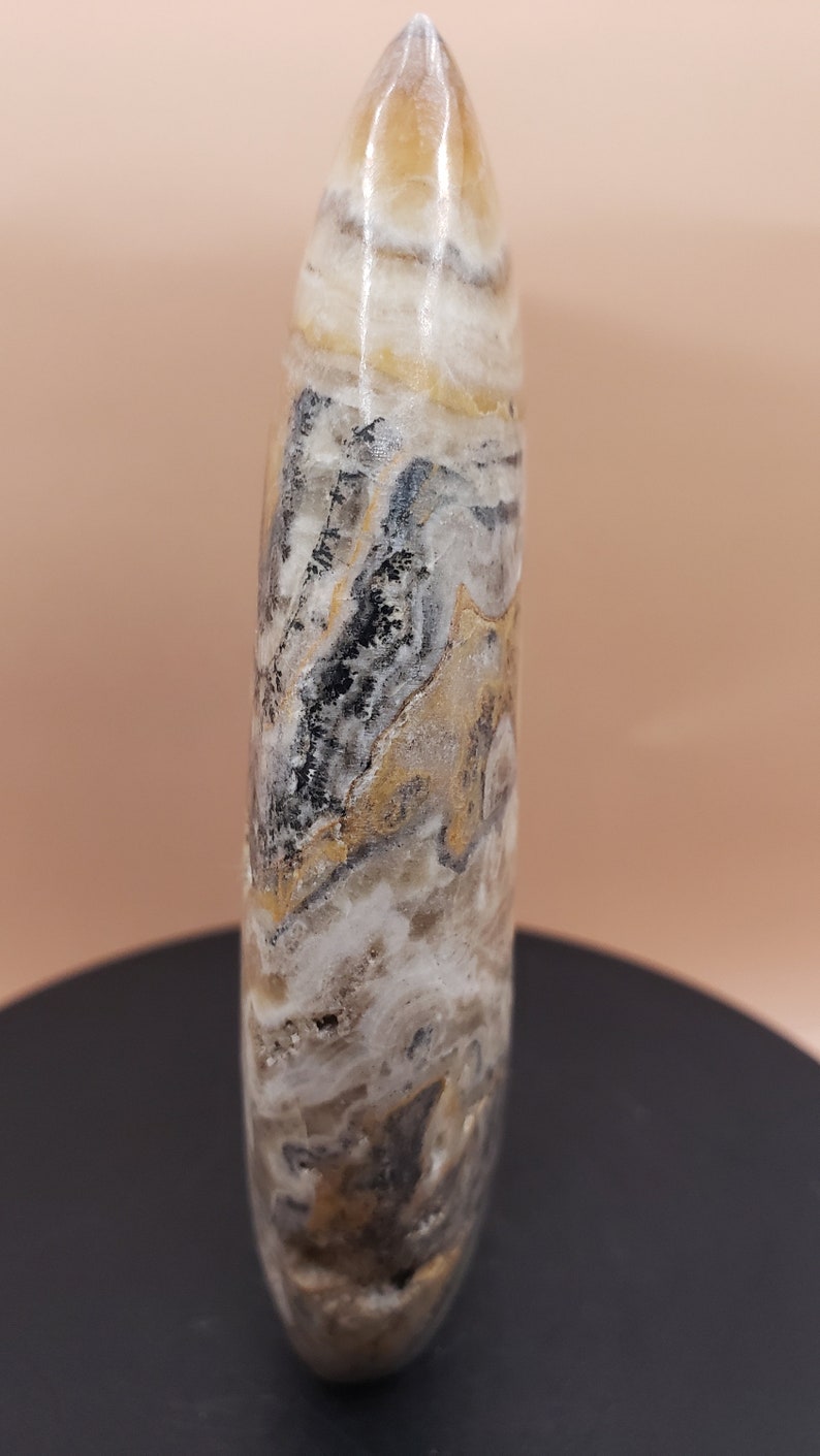 4.38" Tall Bumblebee Calcite Freeform With Druzy Inclusion Positive ...
