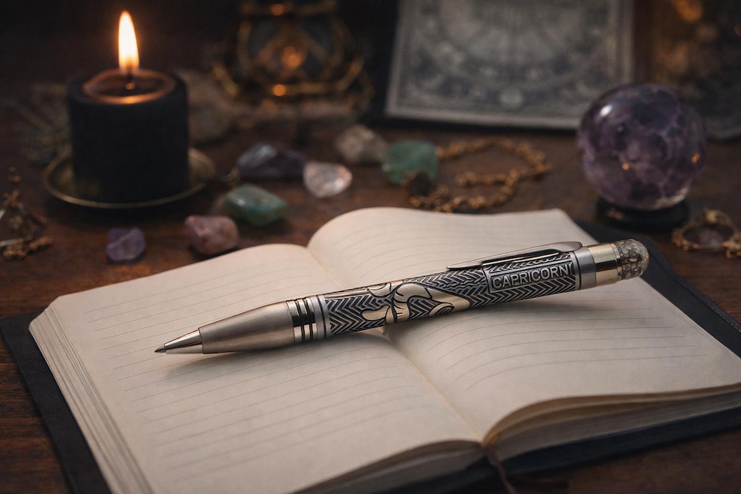 Zodiac Crystal Pen – Engraved Astrology Sign, Spiritual Gift - Etsy