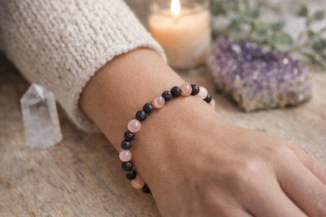 Firefighter Bracelet Botswana Agate & Lava Stone | Grounding Strength ...