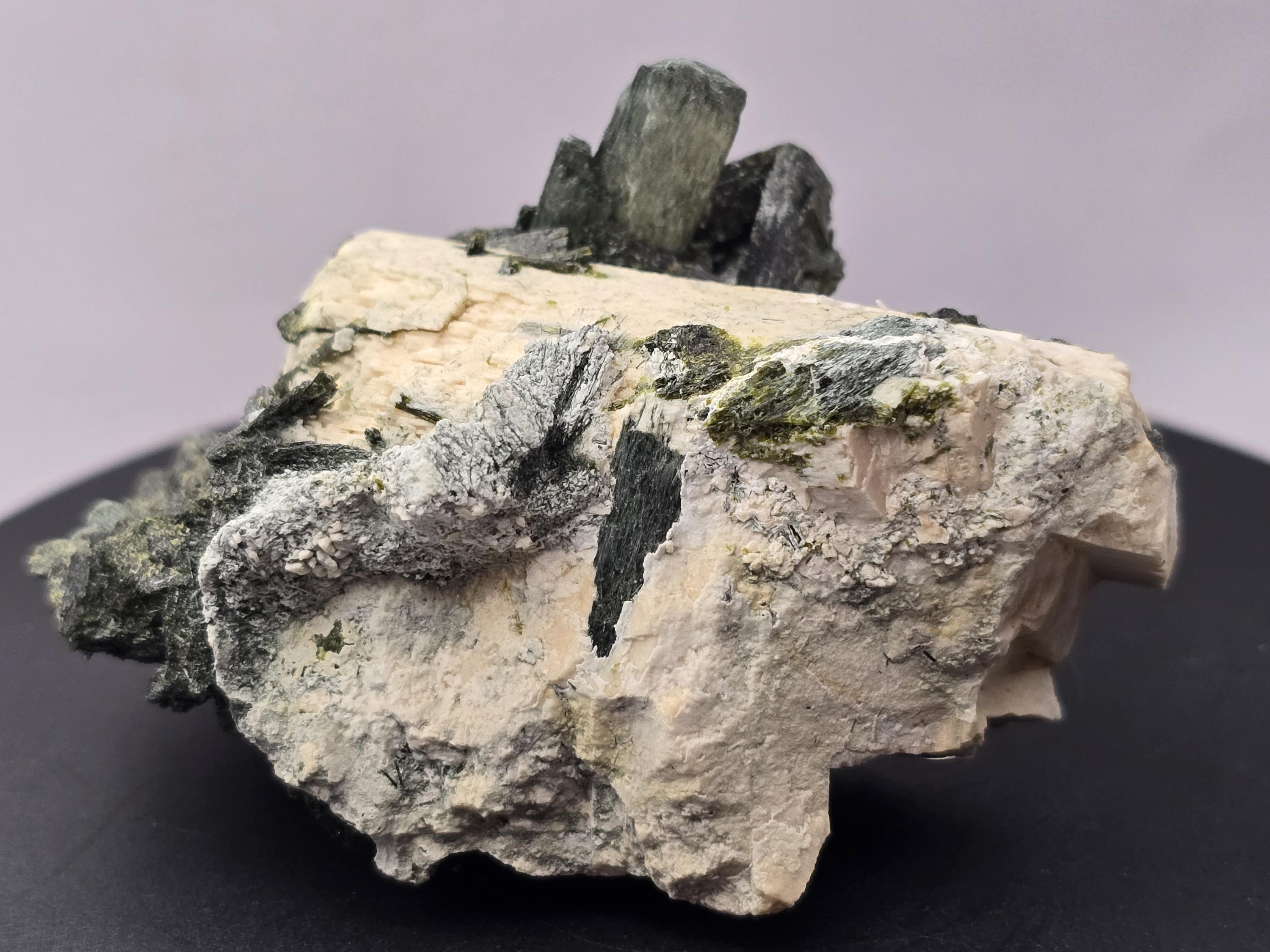 Epidote on Feldspar Specimen | Green Crystal Cluster on Matrix ...