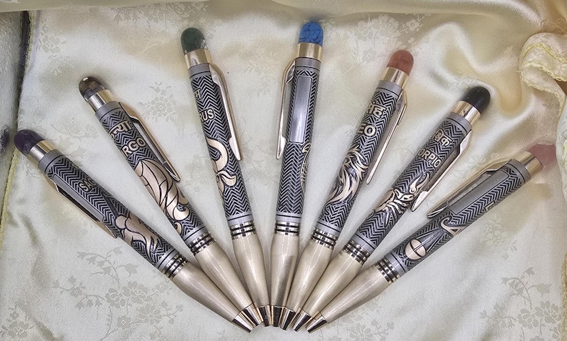 Zodiac Crystal Pen – Engraved Astrology Sign, Spiritual Gift - Etsy