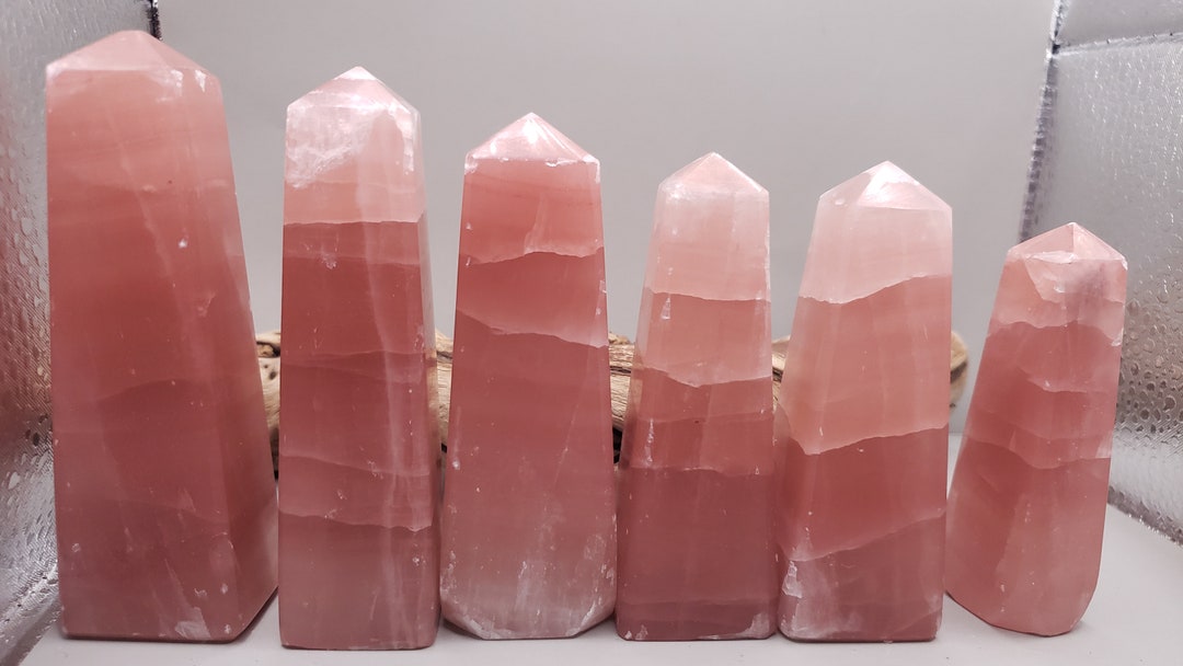 One 1 Rose Calcite Tower Heart Chakra Tenderness Comfort Stress ...