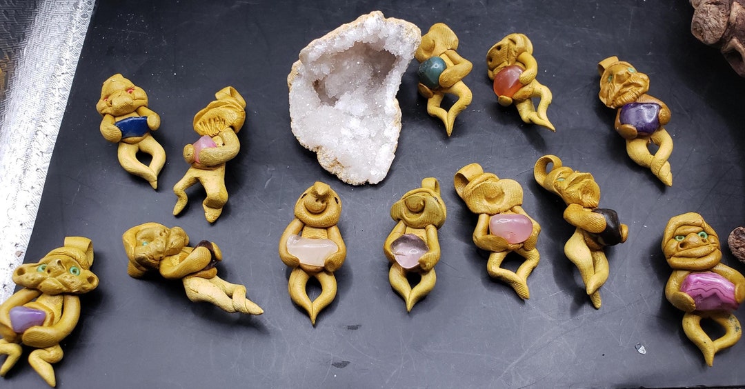 One (1) Hand Carved Peruvian Crystal Troll Pendant Necklace Random Pick ...