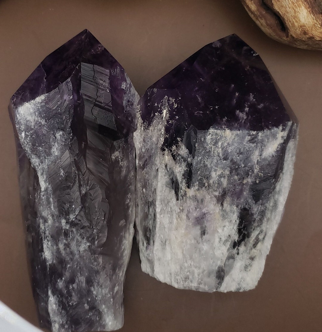 One (1) Dragon Tooth Amethyst Cut Base Specimen Bahia Amethyst Elestial ...