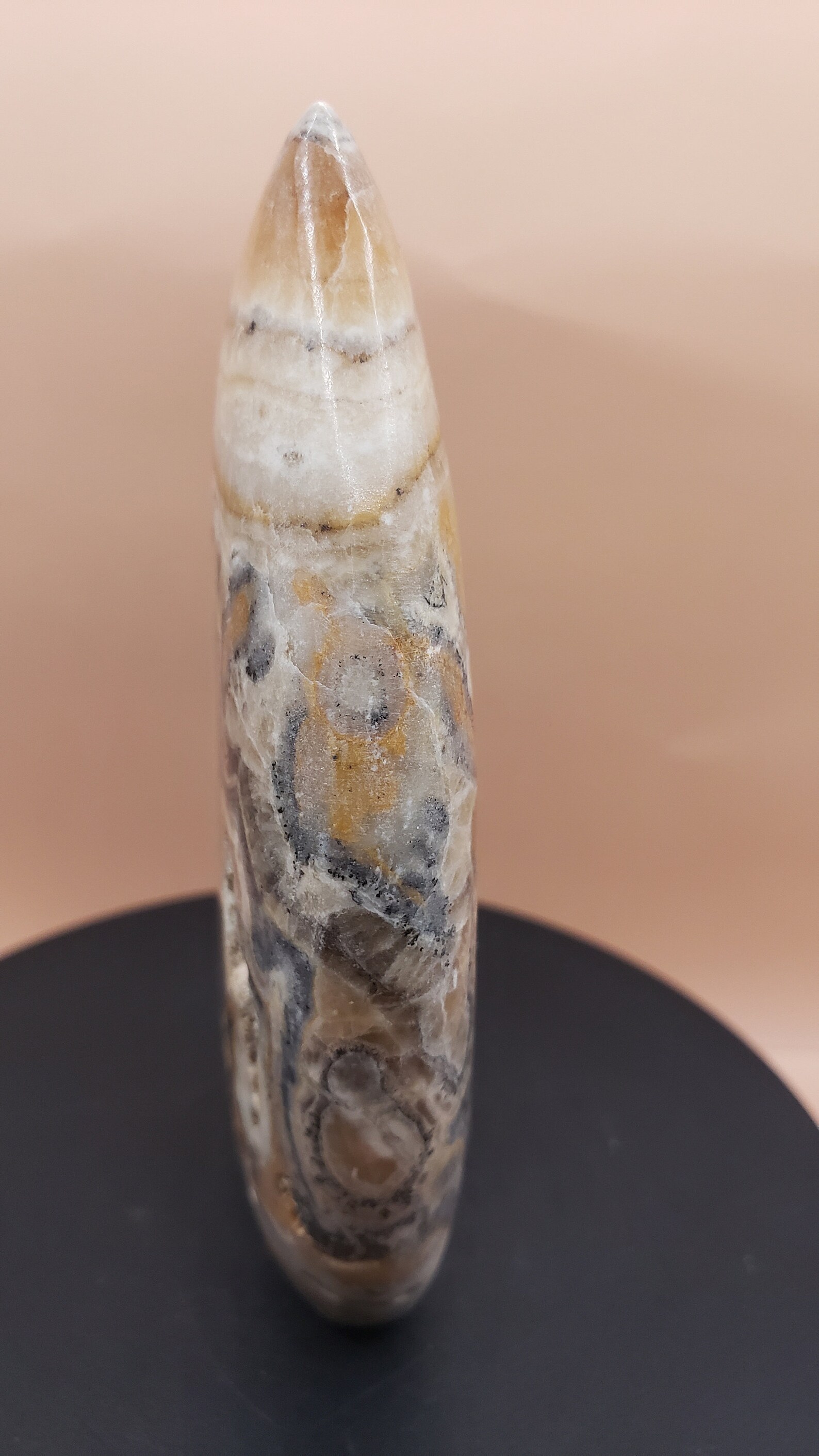 4.38" Tall Bumblebee Calcite Freeform With Druzy Inclusion Positive ...