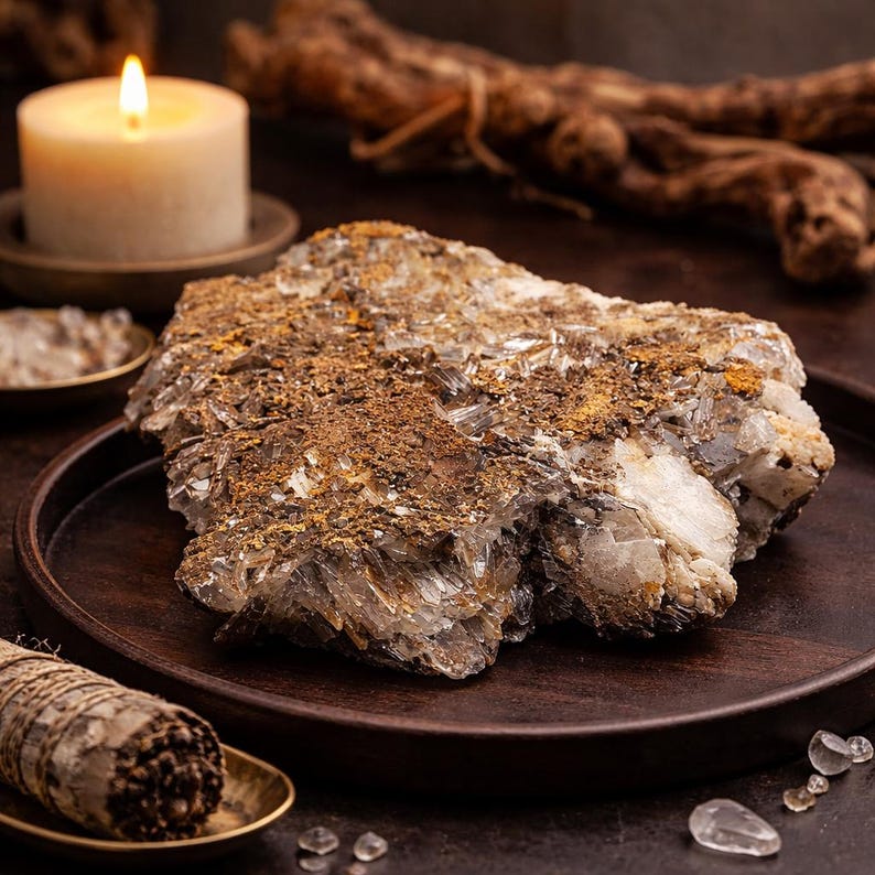 Bladed Barite Cluster With Golden Matrix, High-vibration Collector ...