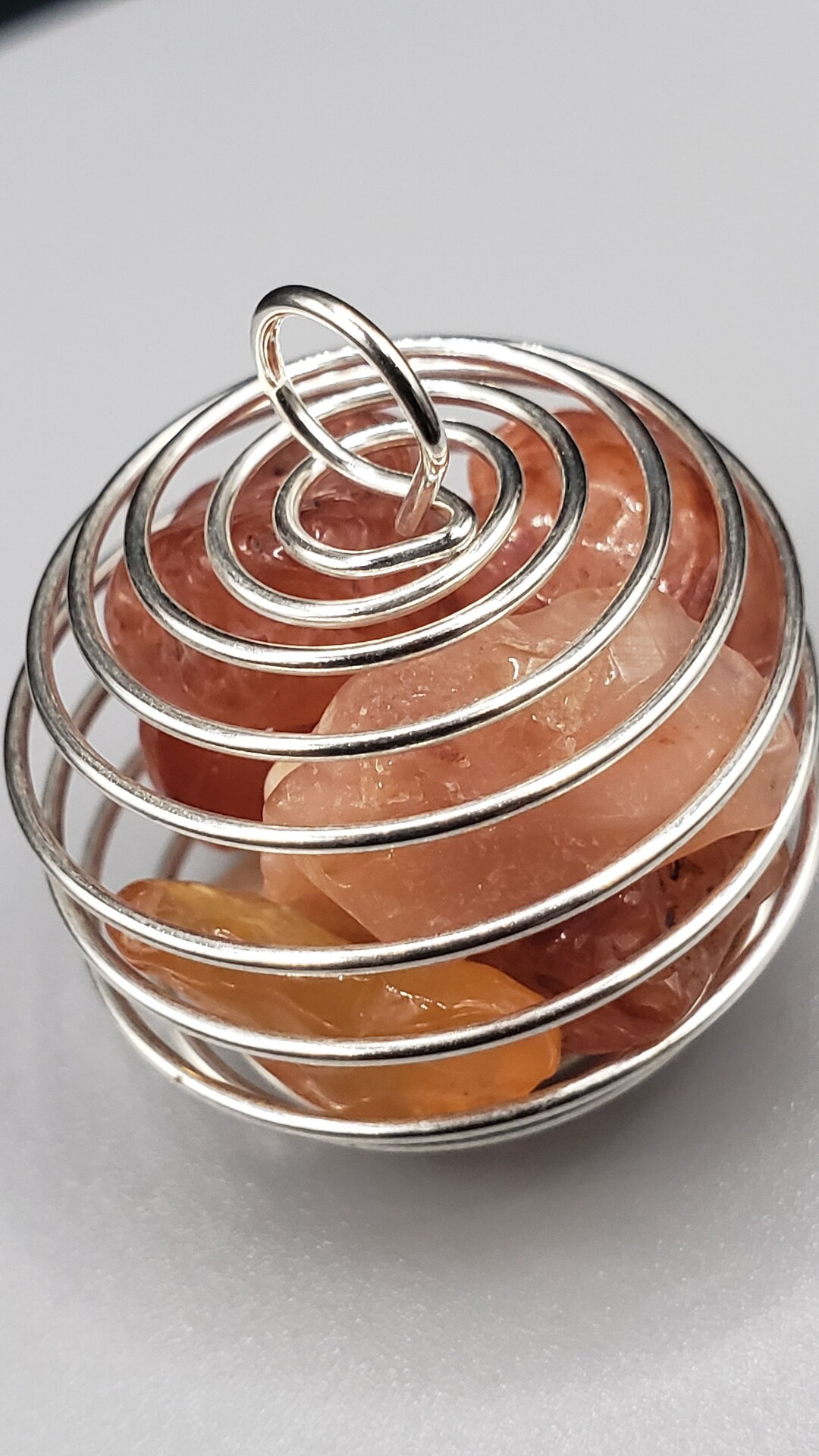 Carnelian Chip Spiral Cage Pendant, 18" Black Wax Cord Necklace - Etsy