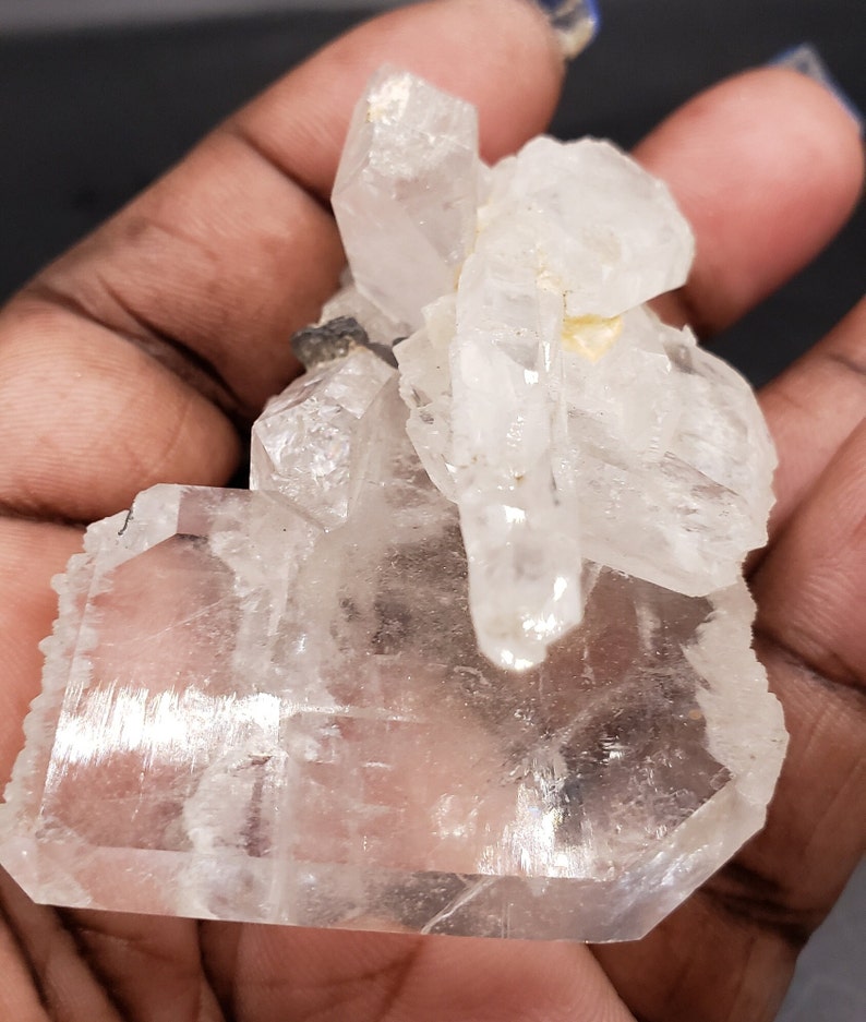 Clear Quartz Cluster With Black Tourmaline, Grounding Crystal Altar ...