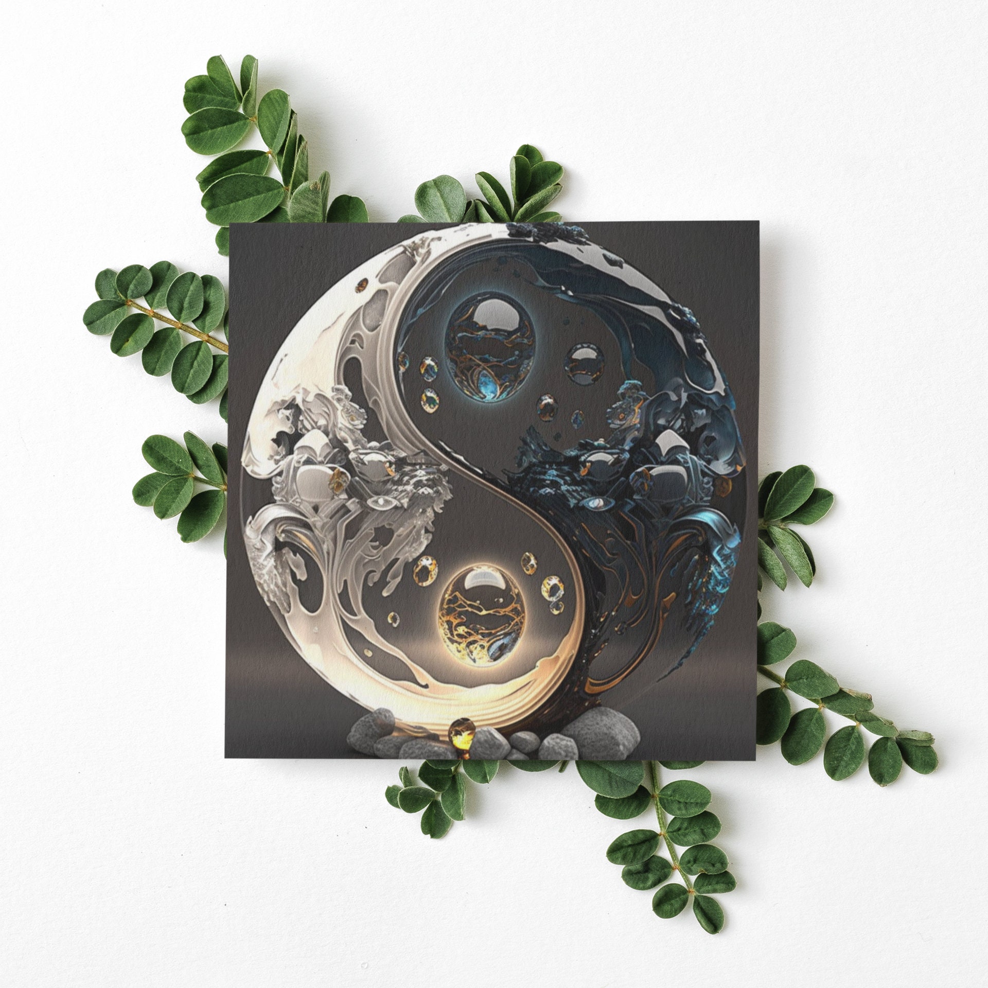 Yin Yang Crystal Art Print: Spiritual Meditation Decor (digital ...