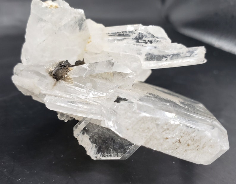 Clear Quartz Cluster With Black Tourmaline, Grounding Crystal Altar ...