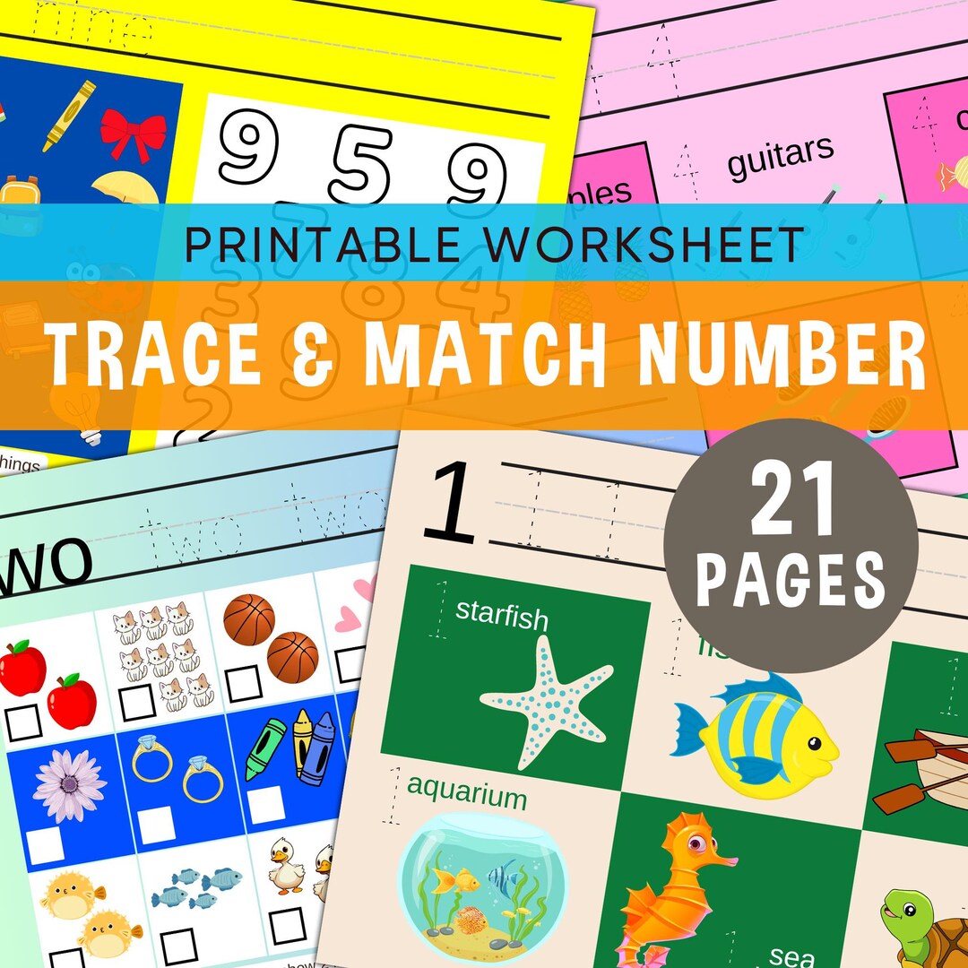 Trace & Match Activity, Kindergarten Number Activity (PDF Format ...
