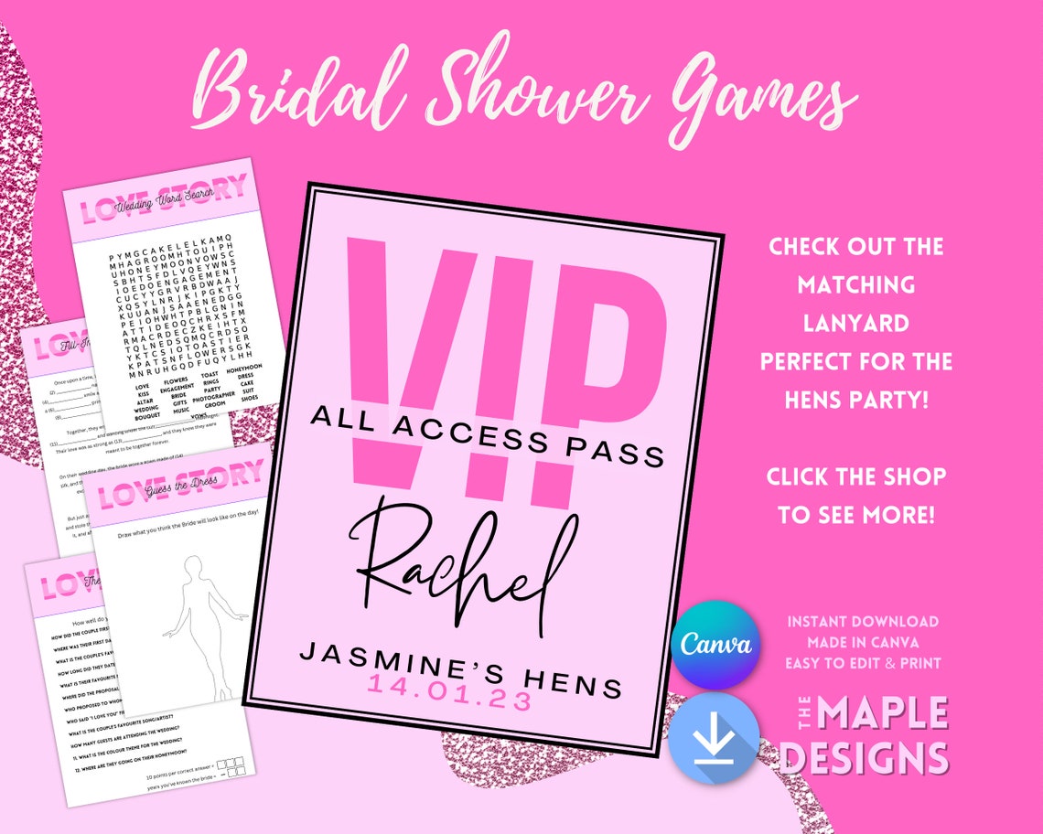 Bridal Shower Games Wedding Celebration Games Bachelorette Party Fun ...