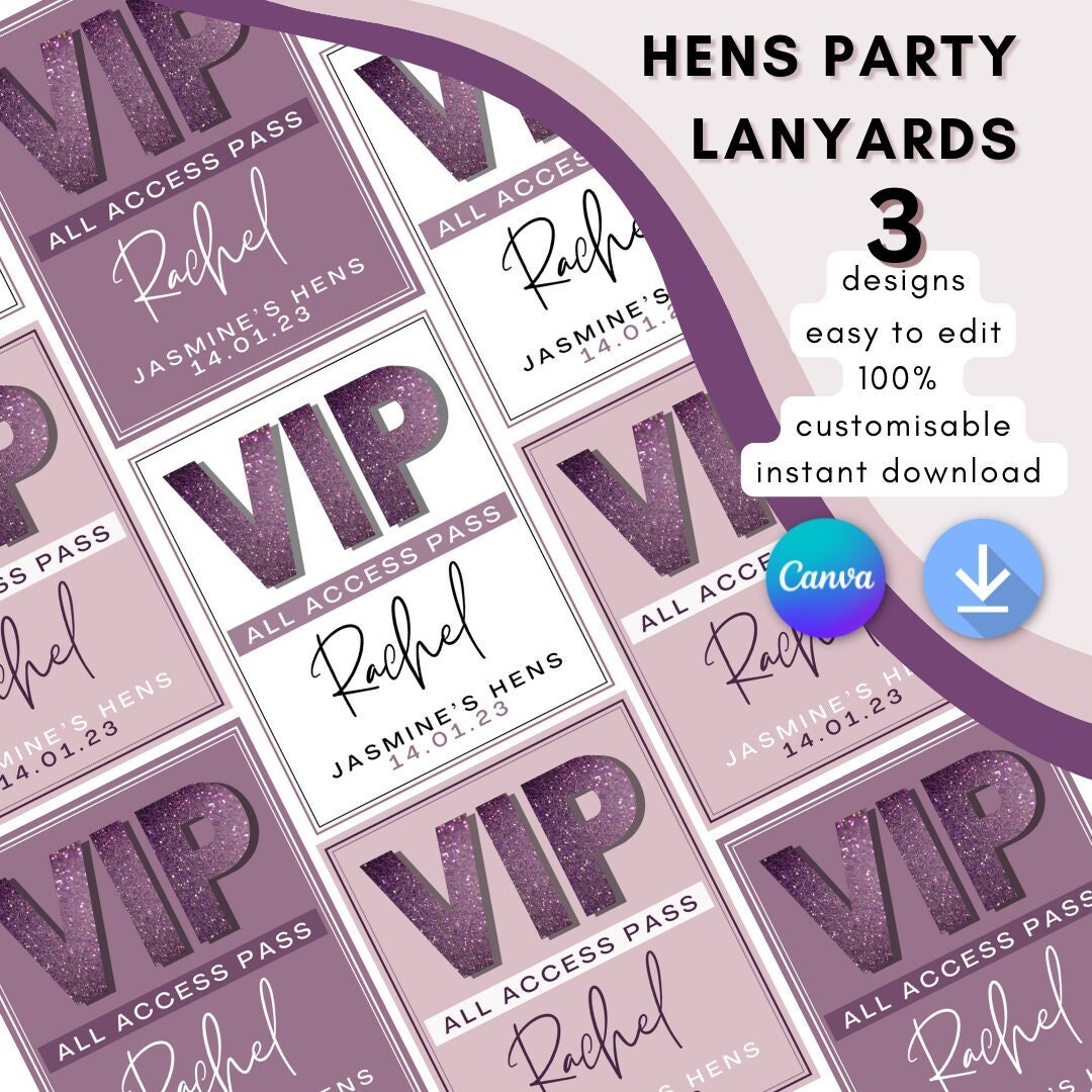 Purple Hens Party Lanyard Henfest Games Bride Tribe Lanyard - Etsy