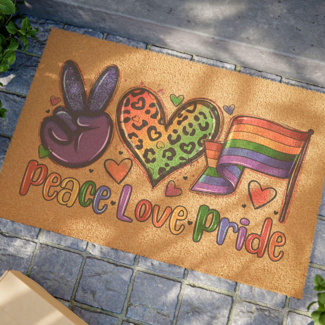 Peace Love Pride Doormat - Etsy