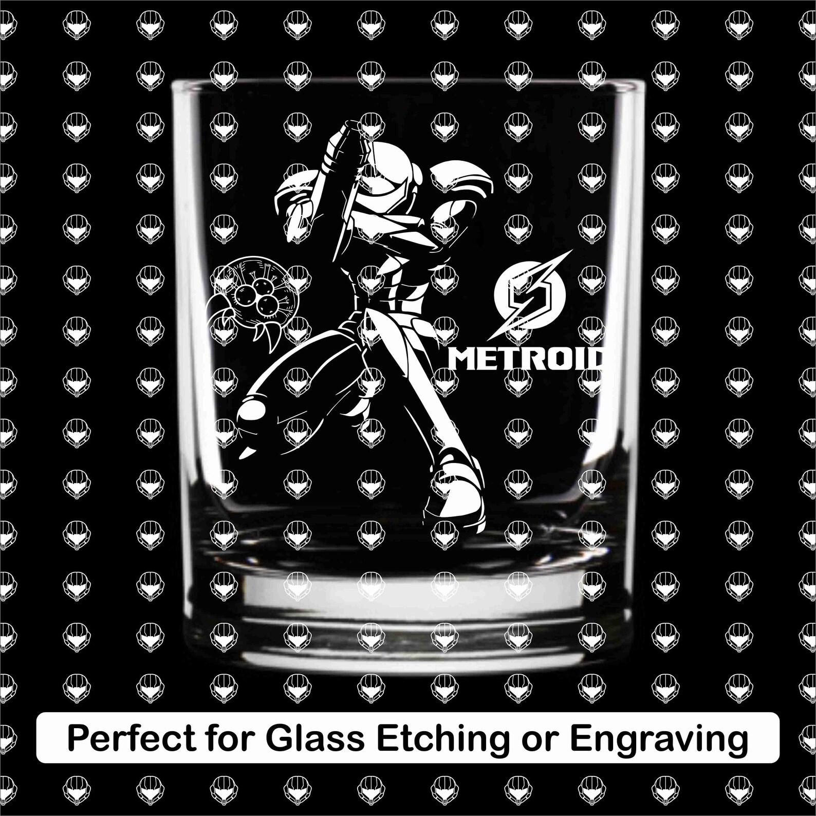 Metroid Samus Aran With Baby Metroid negative Format for Engraving ...