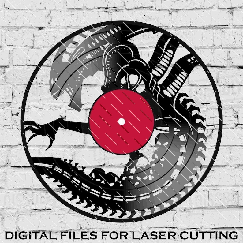 Alien - Laser Cut Vinyl LP Record Template (FILES INCLUDED: Psd, Ai ...