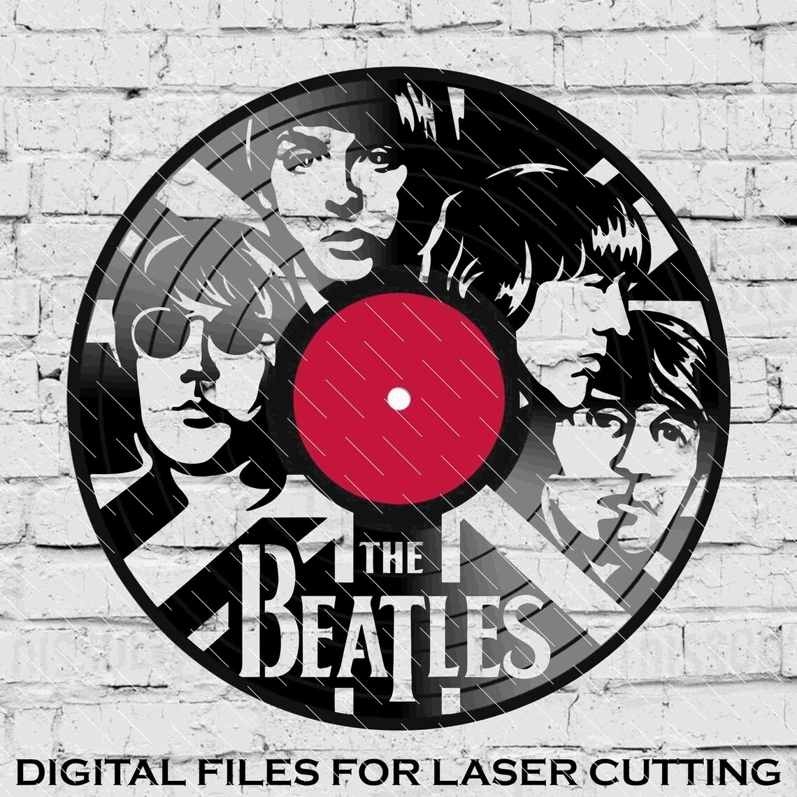 Beatles - Laser Cut Vinyl LP Record Template (FILES INCLUDED: Psd, Ai ...