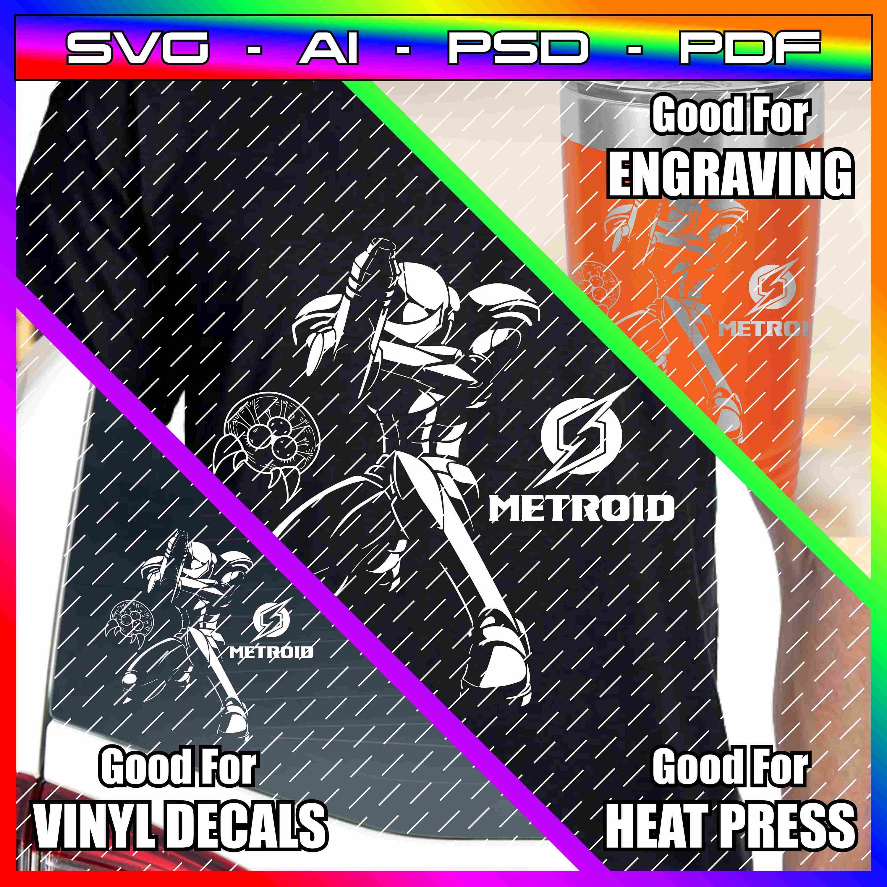 Metroid Samus Aran With Baby Metroid negative Format for Engraving ...