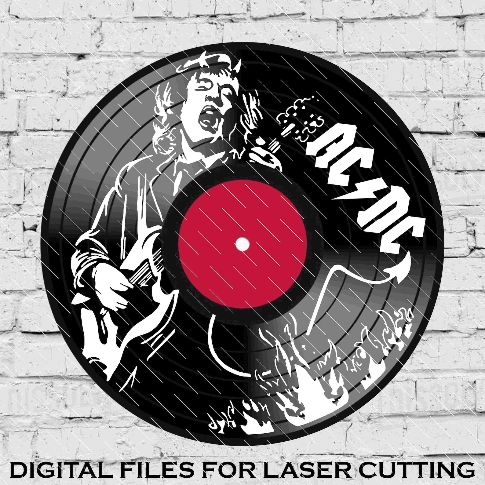 Acdc- Laser Cut Vinyl LP Record Template (FILES INCLUDED: Psd, Ai, Jpg ...