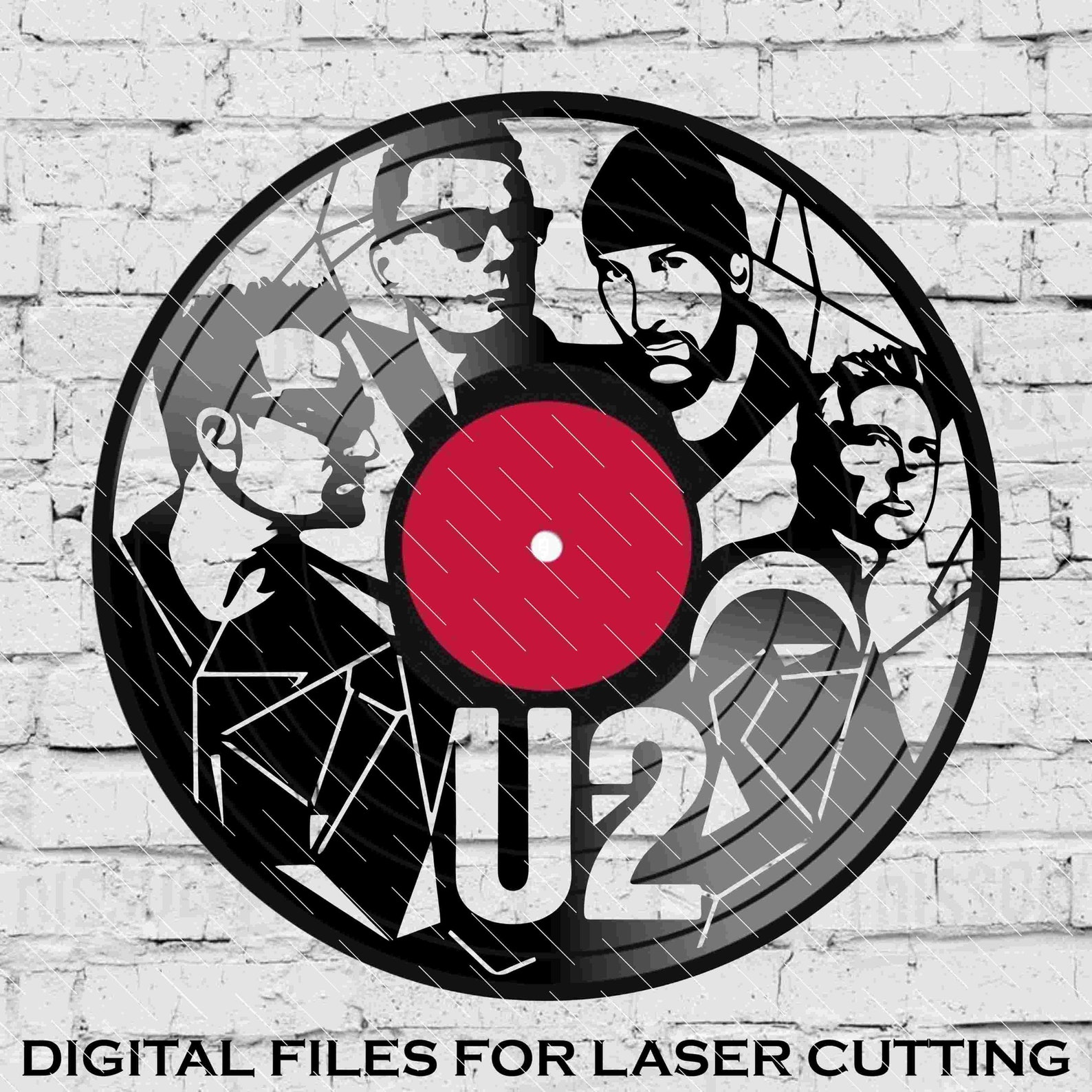 U2 - Laser Cut Vinyl LP Record Template (FILES INCLUDED: Psd, Ai, Jpg ...