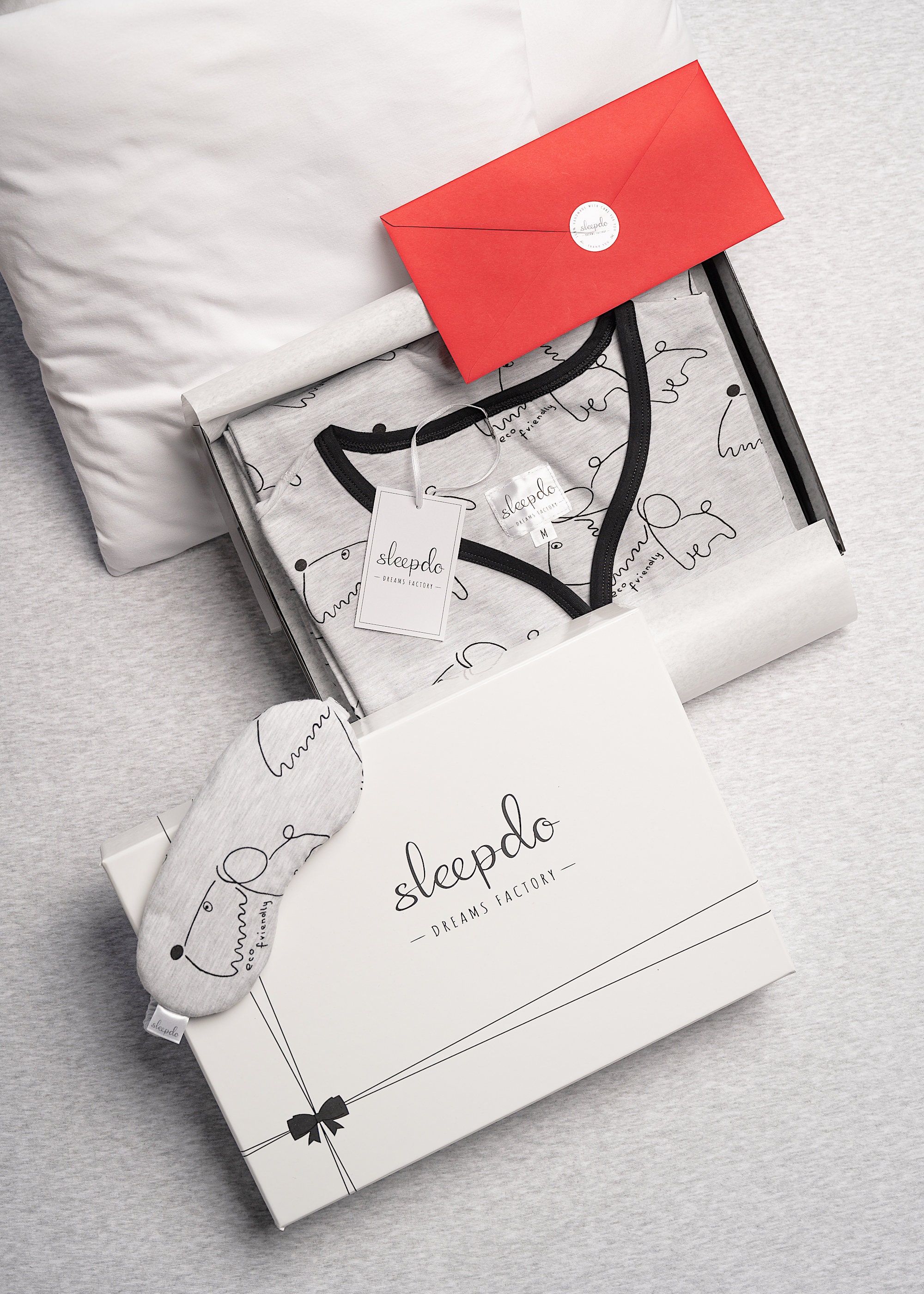 Pajama With Open Butt Flap Set With Relaxing Eyemask Wrap In T Box
