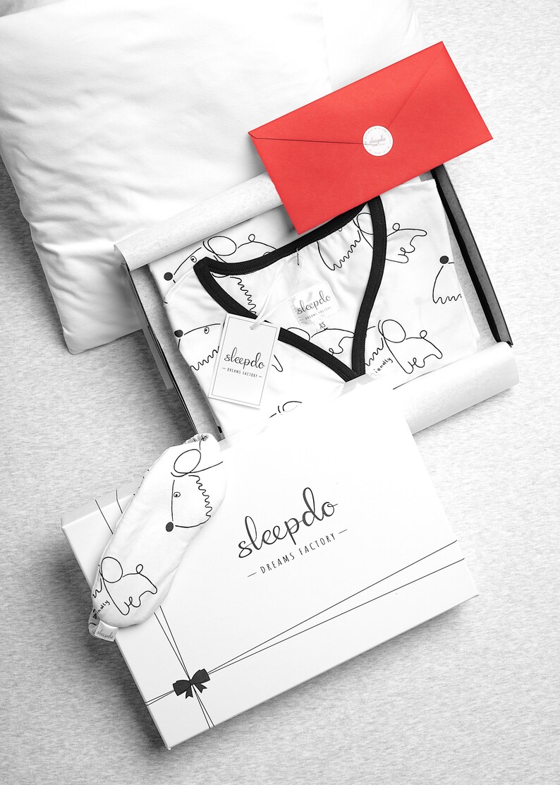 Pajama With Open Butt Flap Set With Relaxing Eyemask Wrap In Beautiful