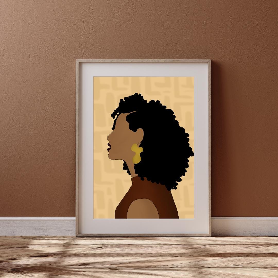 Black Woman Artwork, Black Print Art, Instant Download, Neutral Artwork ...
