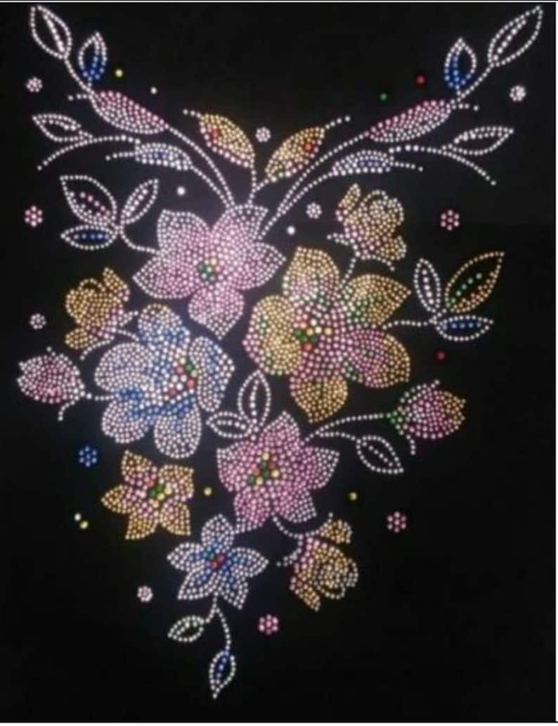 Hotfix Rhinestones Heat Transfer Iron on "colorful Big Flower " - Etsy