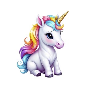 Cute Baby Unicorn Neon Bright Rainbow, Clipart, PNG, Instant Download ...