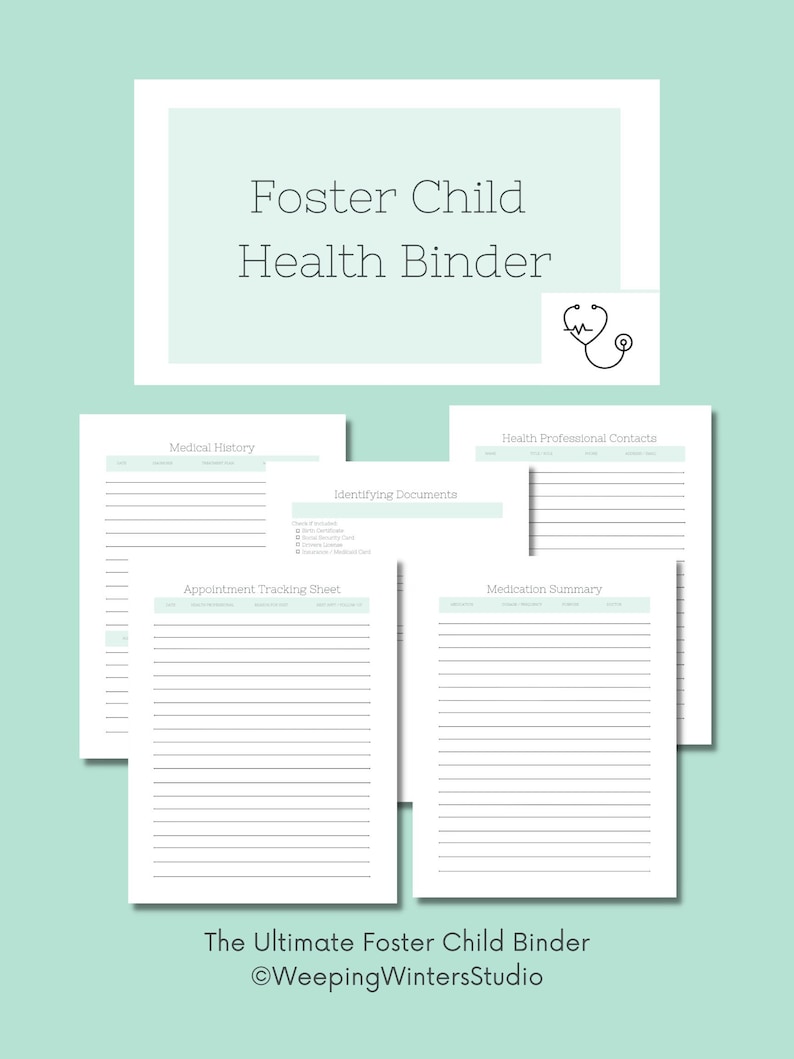 Foster Child Health Binder / BUNDLE Health Planner / Templates ...
